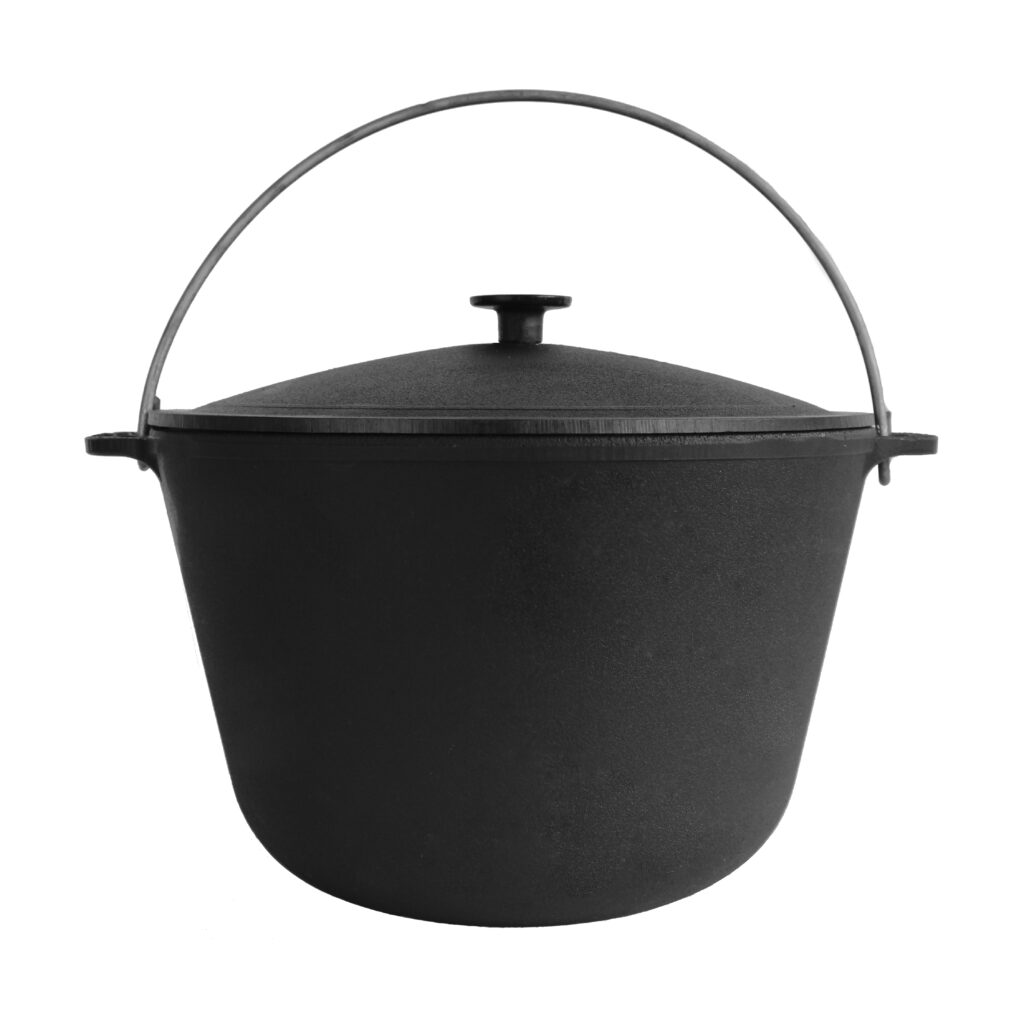 Tuci Fontă 6L cu Capac Compatibil Inducție Fund Plat Toartă Oțel